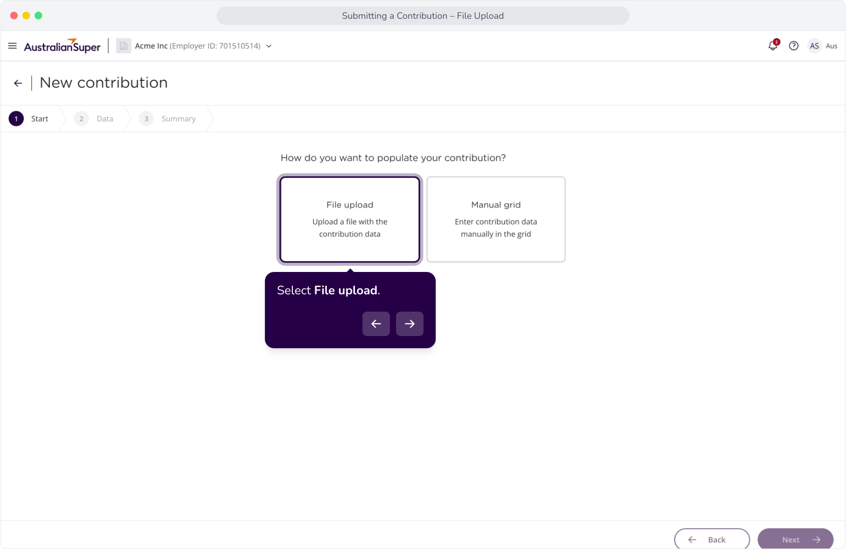 Submitting a Contribution - File Upload – AustralianSuper