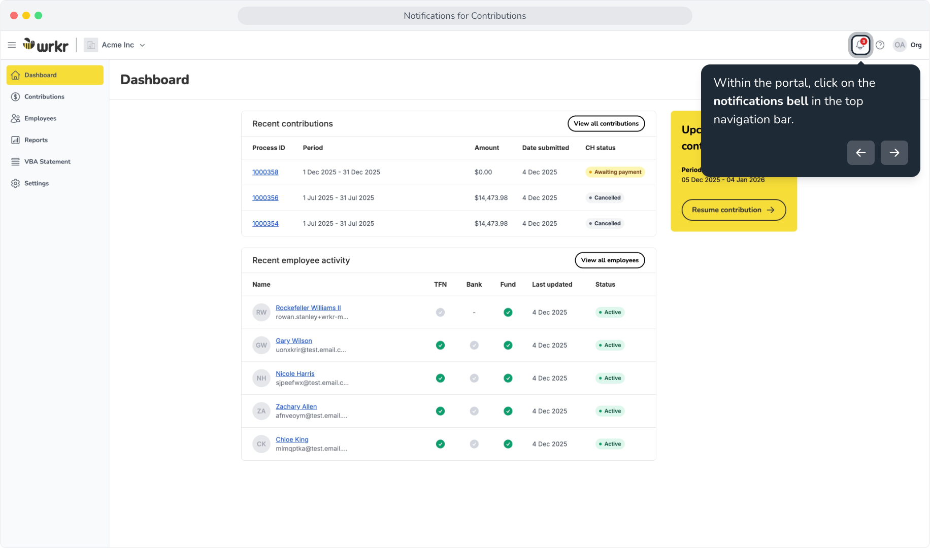 Notifications for Contributions – Wrkr Help Centre